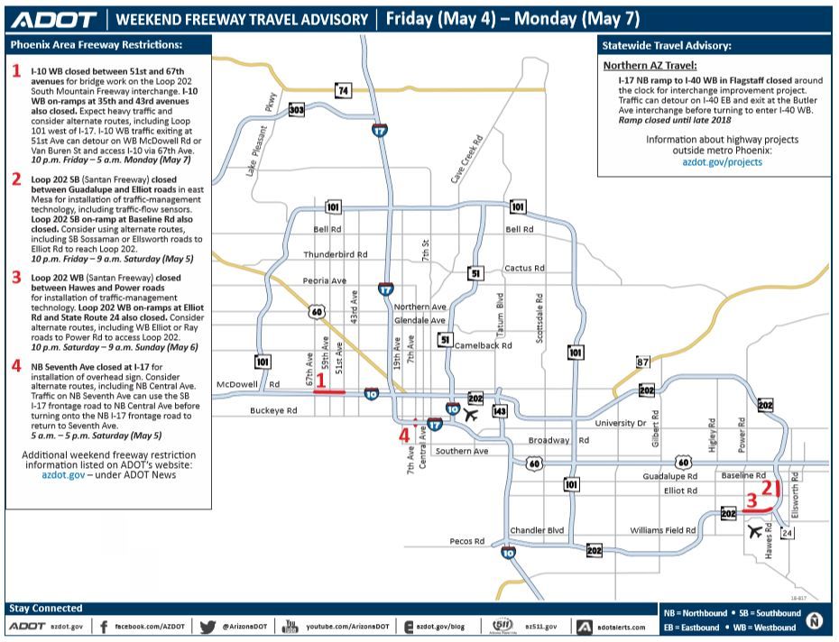 ADOT’s Weekend Freeway Travel Advisory (May 4-7) - Arizona's Family